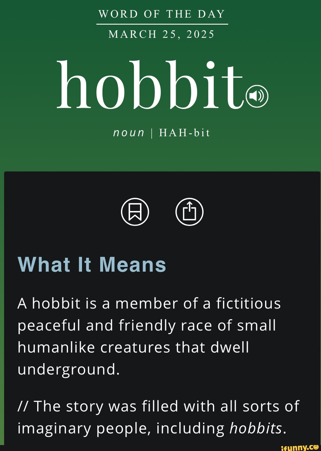 WORD OF THE DAY MARCH 25, 2025 hobbite noun I HAH-bit What It Means A ...