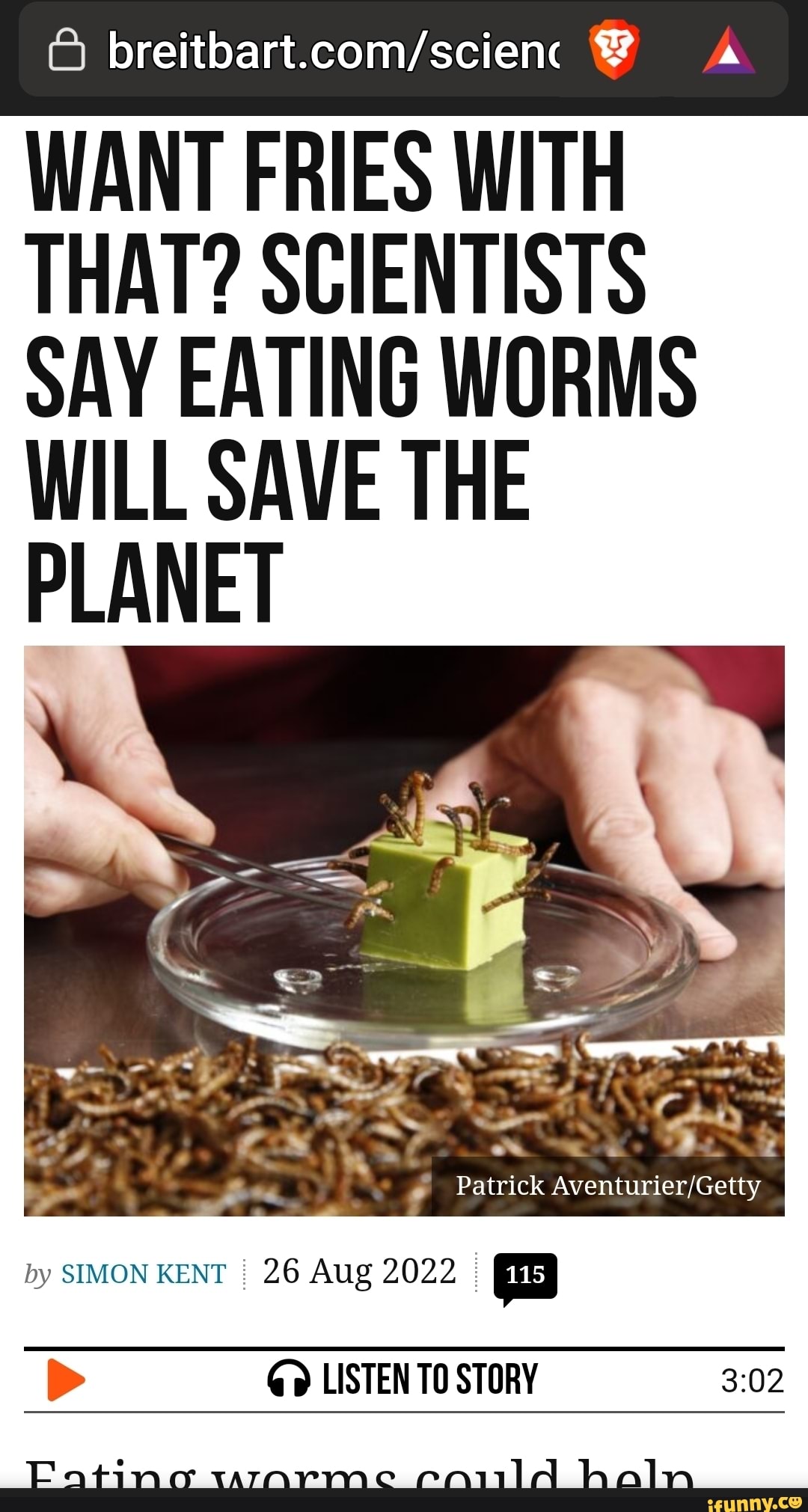 WANT FRIES WITH THAT? SCIENTISTS SAY EATING WORMS WILL SAVE THE PLANET ...