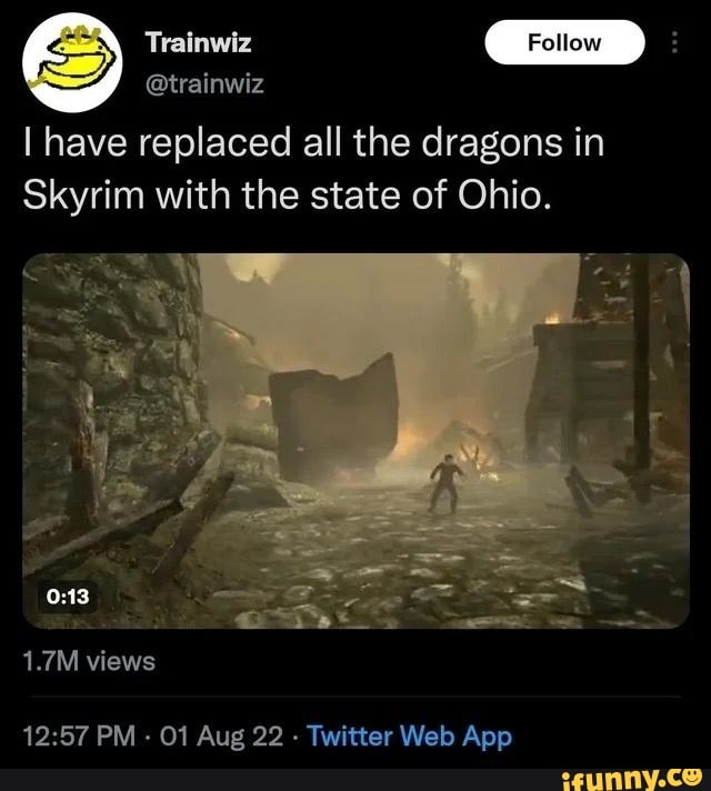 Trainwiz @trainwiz I have replaced all the dragons in Skyrim with the ...