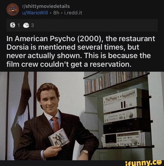 '/shittymoviedetails at In American Psycho (2000), the restaurant ...