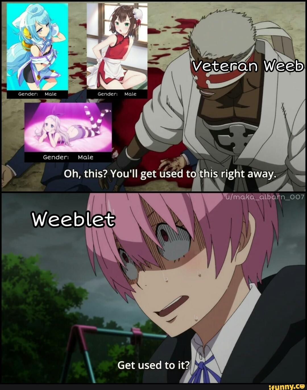 Veteran Weeb Gender Gender: male Gender: Male Oh, this? You'll g used ...