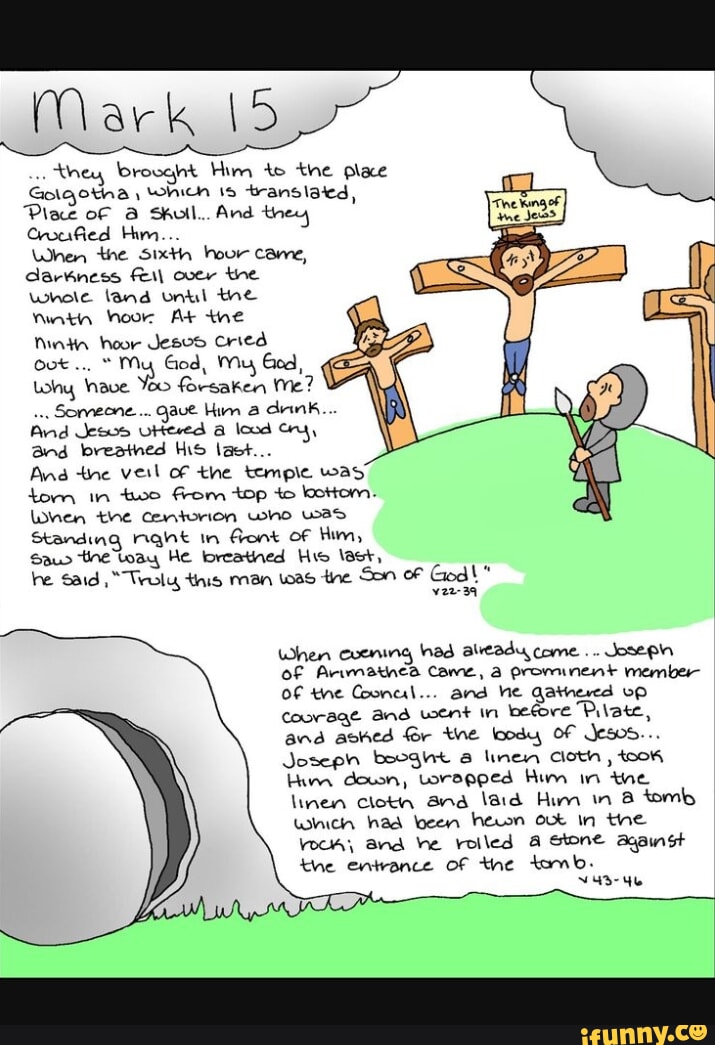 Mark they brovght Him te the place Goigothna Which transiaied, Place of ...