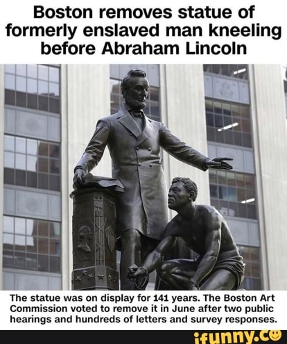 Boston removes statue of formerly enslaved man kneeling before Abraham ...