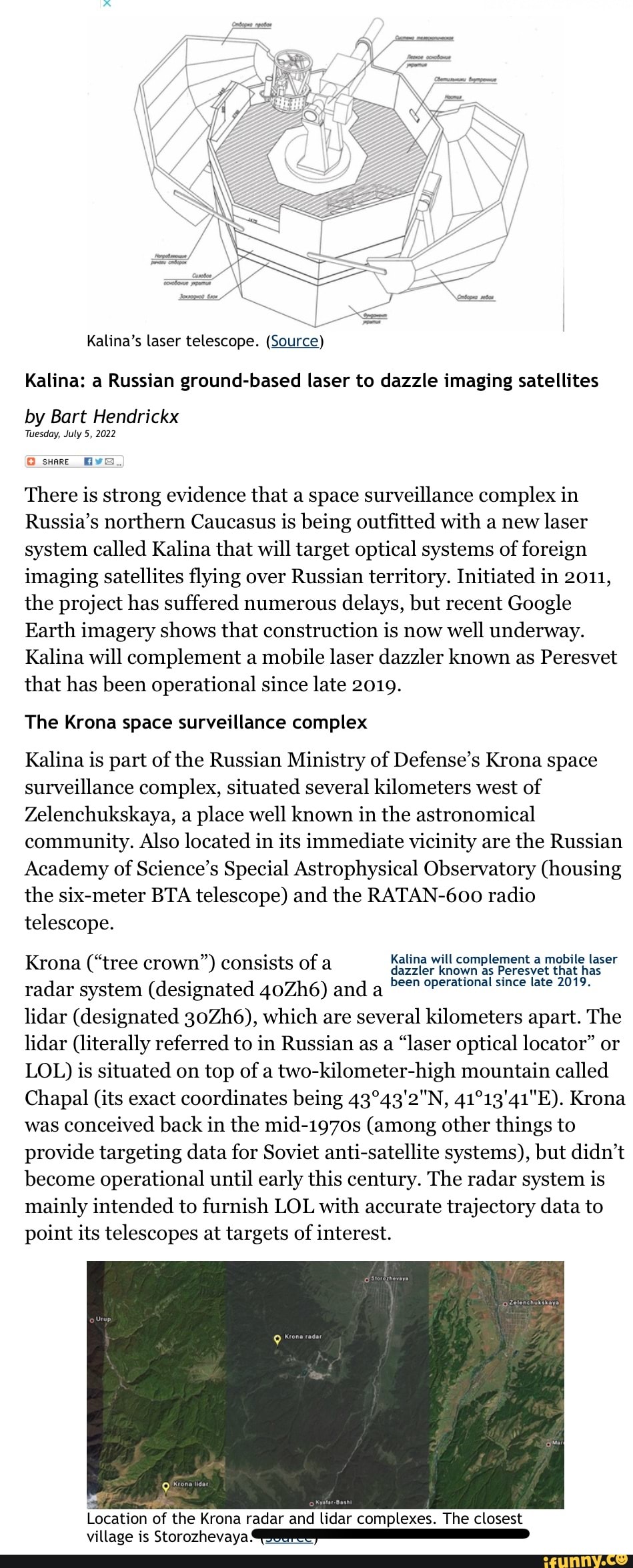 Kalina: a Russian ground-based laser to dazzle imaging satellites by ...