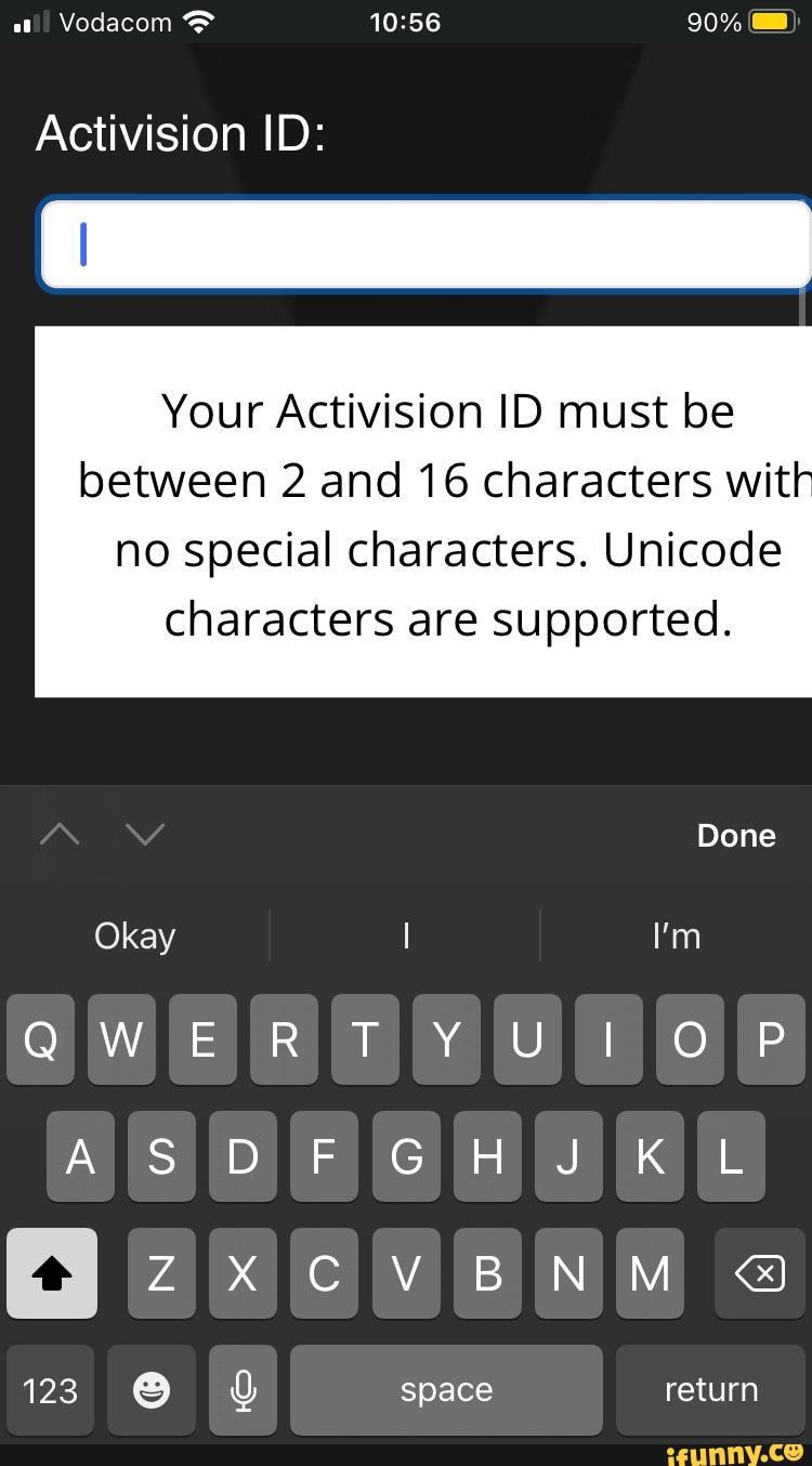 Vodacom Activision ID: Your Activision ID must be between 2 and 16 ...