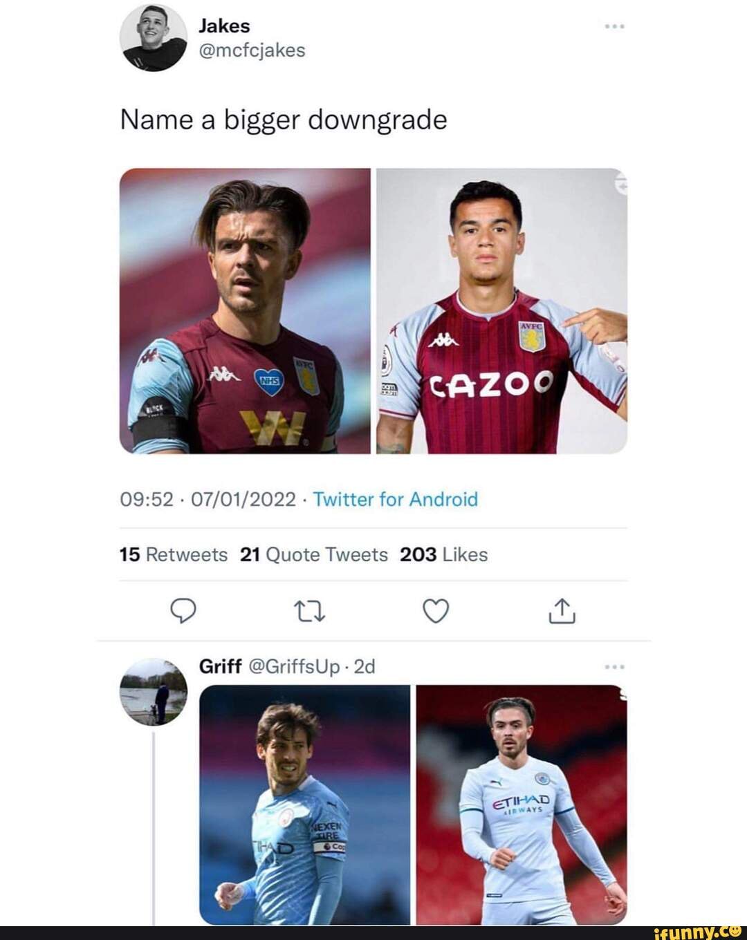 Jakes Name a bigger downgrade - Twitter for Android Grit? @GriffsUp ...
