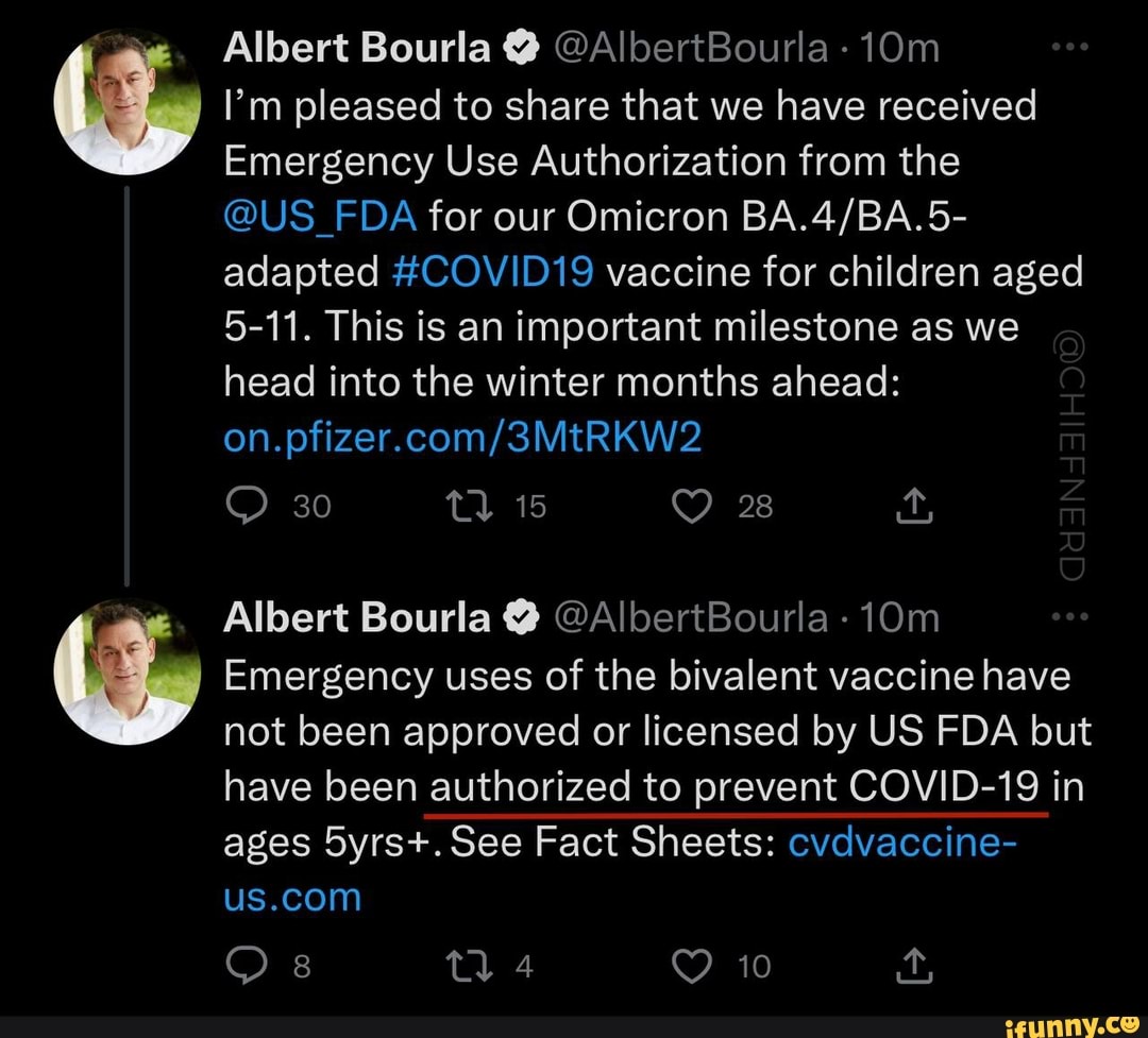 Albert Bourla @ @AlbertBourla- I'm pleased to share that we have ...