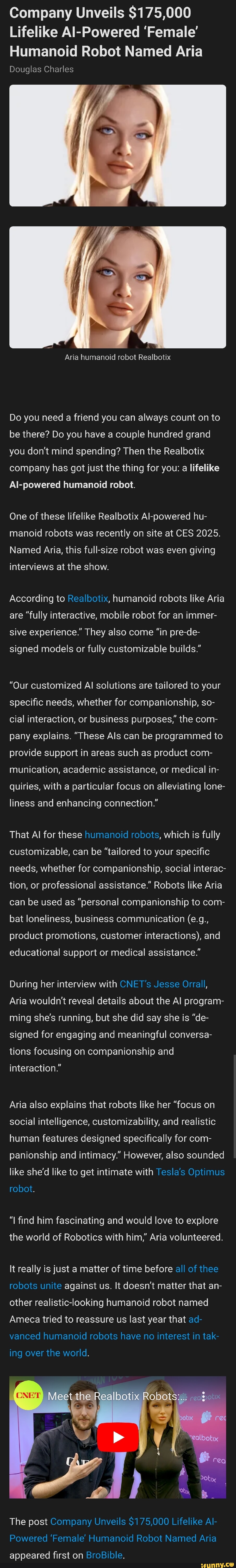 Company Unveils $175,000 Lifelike Al-Powered 'Female' Humanoid Robot ...