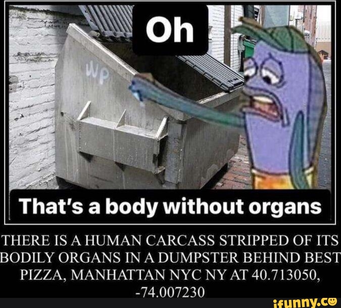 I That's a body without organs THERE IS A HUMAN CARCASS STRIPPED OF ITS ...