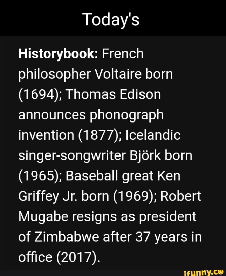 Today's Historybook: French philosopher Voltaire born (1694); Thomas ...