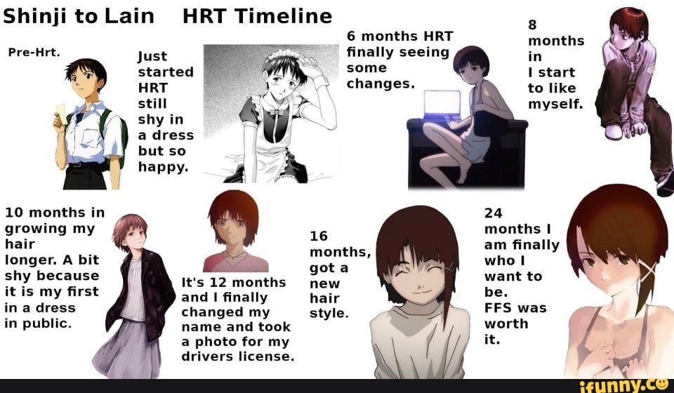 Shinji to Lain HRT Timeline 6 months ART Pre-Hrt. Just finally seeing ...