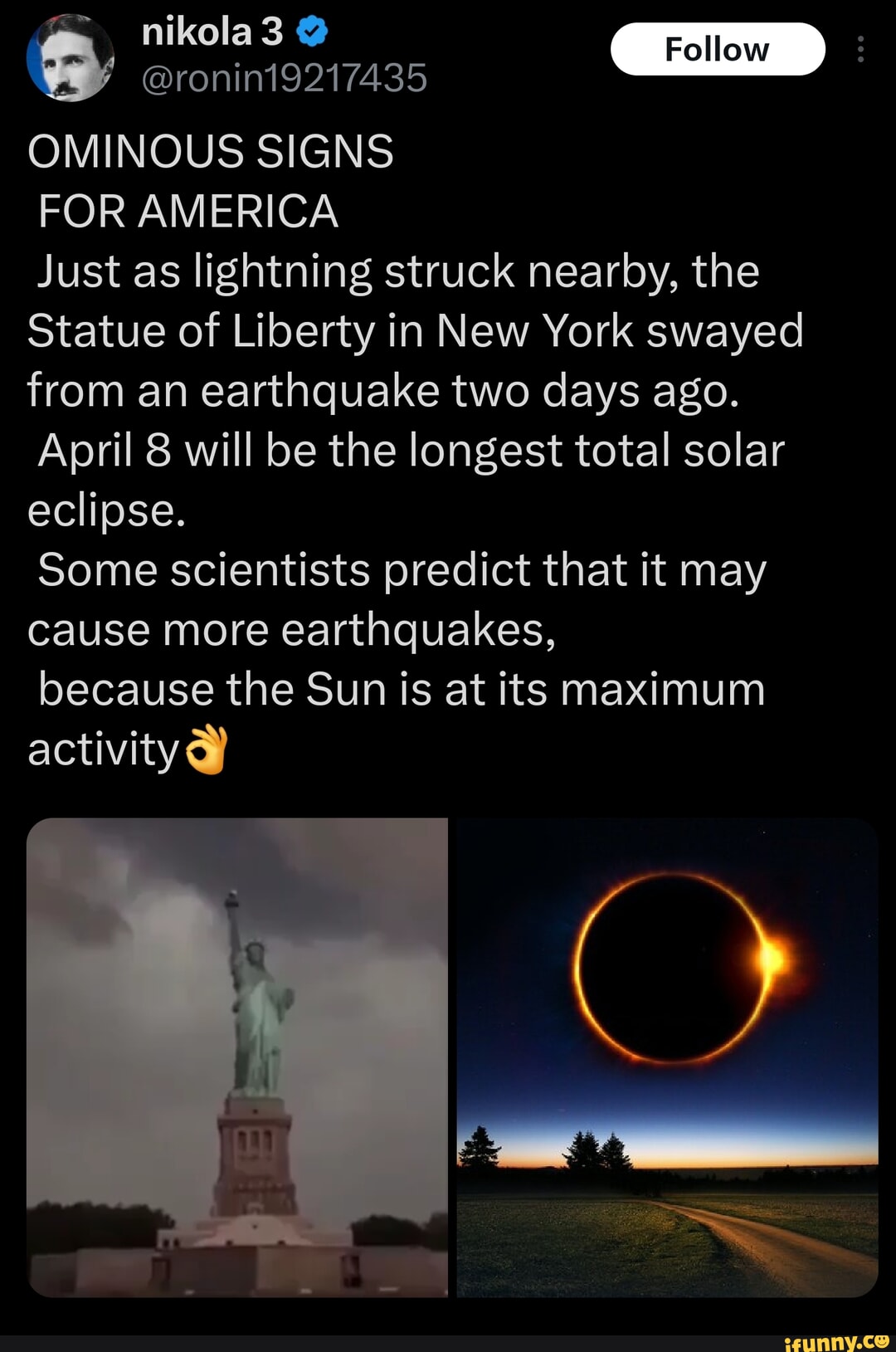 Nikola3 @ Foll @ronini9217435 Follow OMINOUS SIGNS FOR AMERICA Just as ...