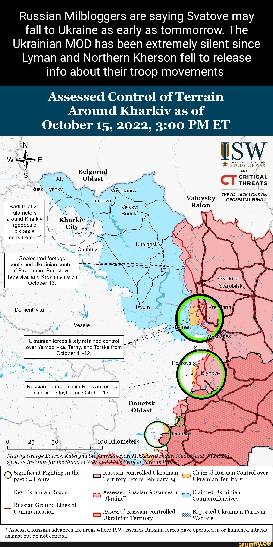 Russian Milbloggers are saying Svatove may fall to Ukraine as early as ...