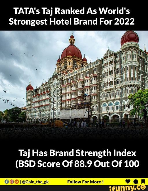 Tata🔥 - TATA's Taj Ranked As World's Strongest Hotel Brand For 2022 Taj Has Brand Strength Index ...