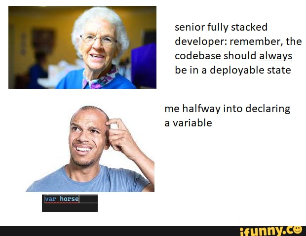 Senior fully stacked developer: remember, the codebase should always be ...