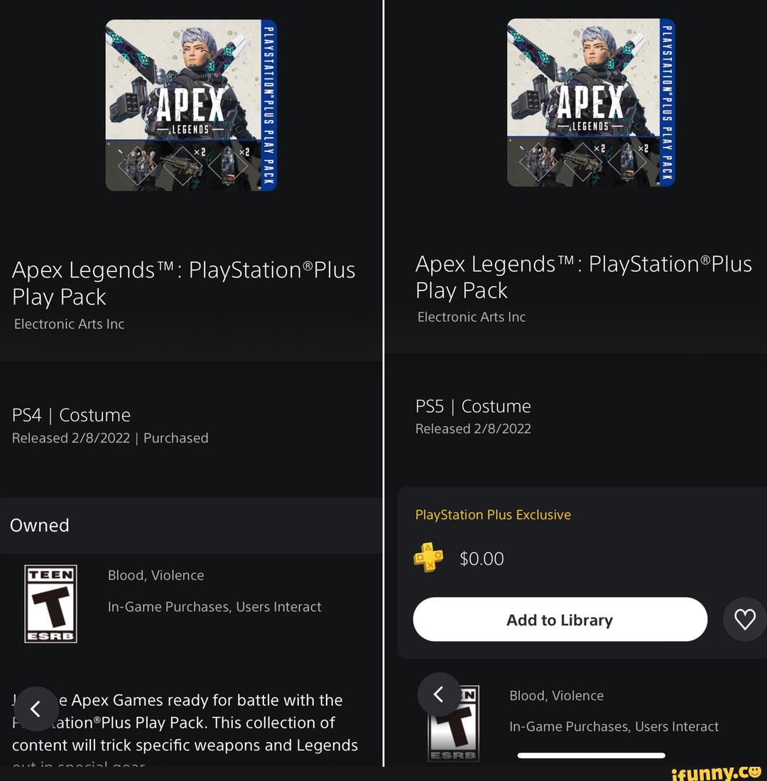 Apex Play Pack Electronic Arts Inc I Costume Released 2022 I Purchased ...