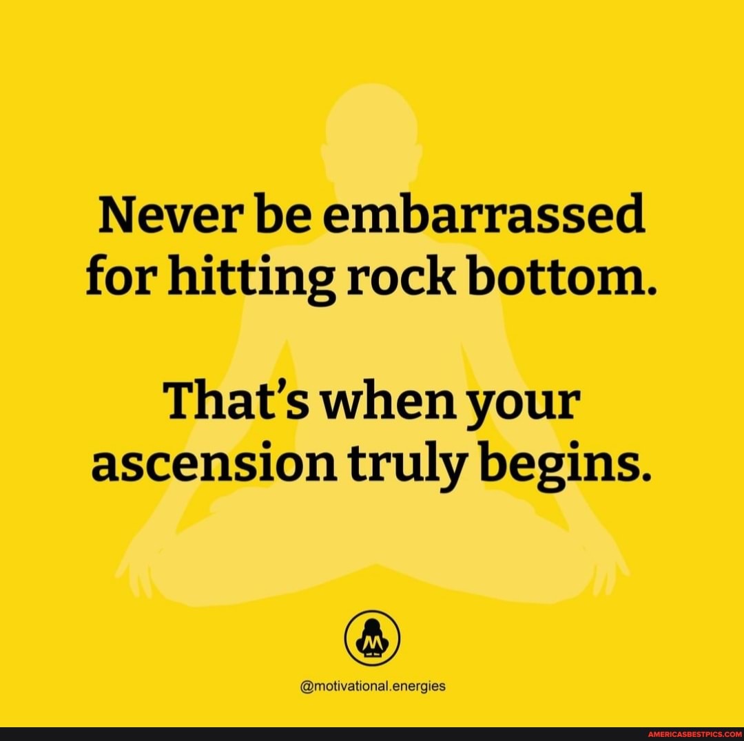 Never be embarrassed for hitting rock bottom. That's when your ...