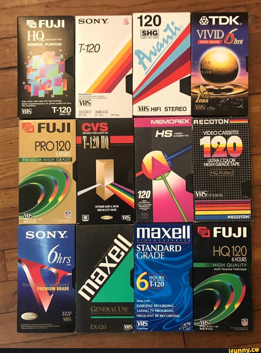 VIVID VHS) I MEMOFEX I T-120 UD SST maxell S) STANDARD HQ 190 6 HOURS ...