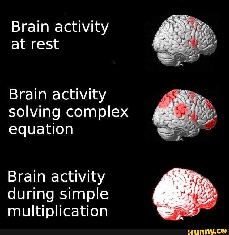 Brain activity at rest Brain activity solving complex equation Brain ...