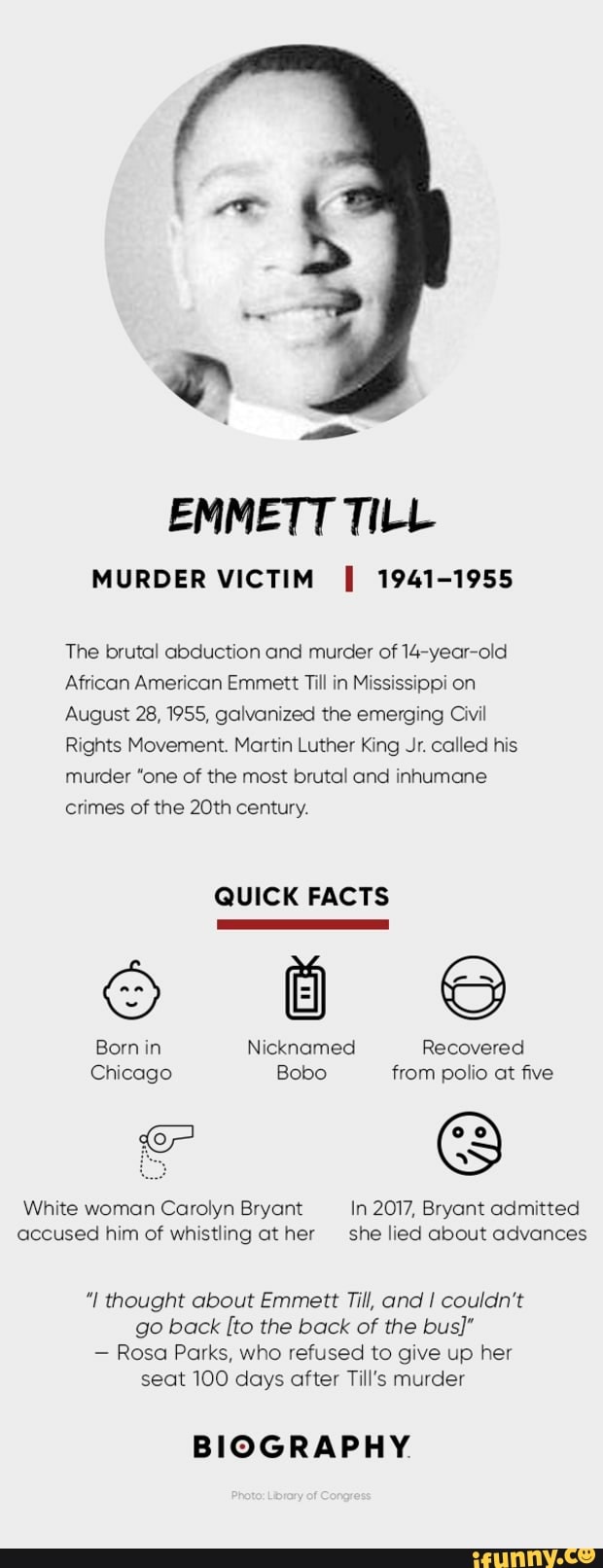 EMMETT TILL MURDER VICTIM I 1941-1955 The brutal abduction and murder ...