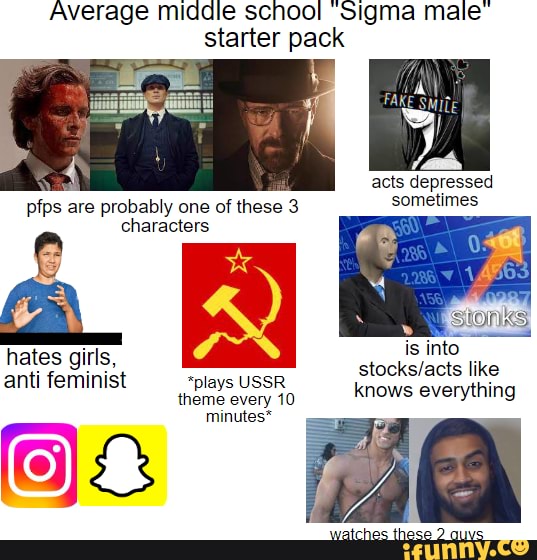 Average miadie scnool sigma male~ starter pack acts depressed pfps are ...