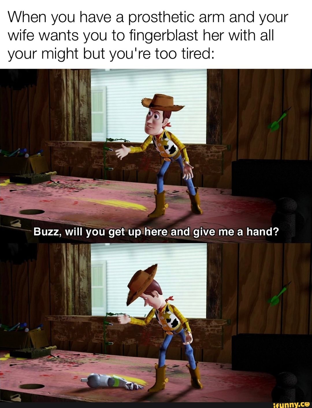 When you have a prosthetic arm and your wife wants you to fingerblast ...