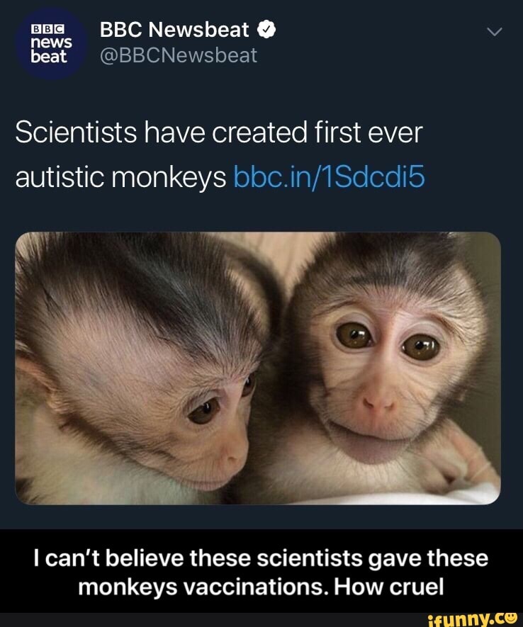 Scientists have created first ever autistic monkeys bbc.in/1Sdcdi5 I ...