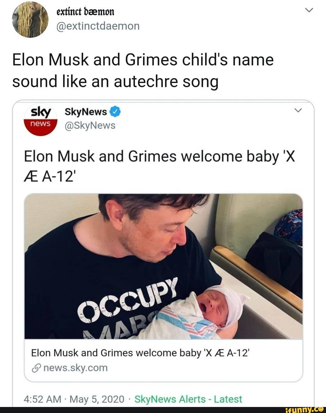 Extinct beemon @extinctdaemon Elon Musk and Grimes child's name sound ...
