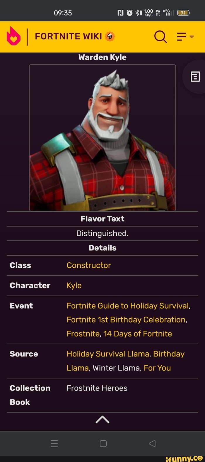 FORTNITE WIKI Warden Kyle Flavor Text Class Character Event Source ...