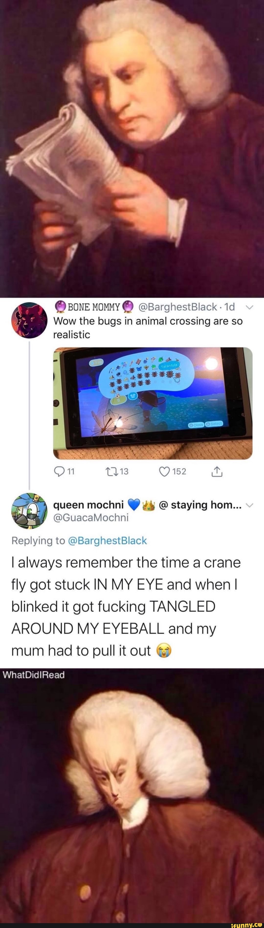 BONE MOMMY O @BarghestBlack 1d Wow the bugs in animal crossing are so ...