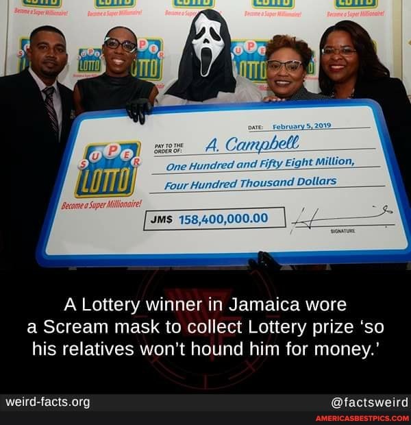 A Lottery winner in Jamaica wore a Scream mask to collect Lottery prize ...