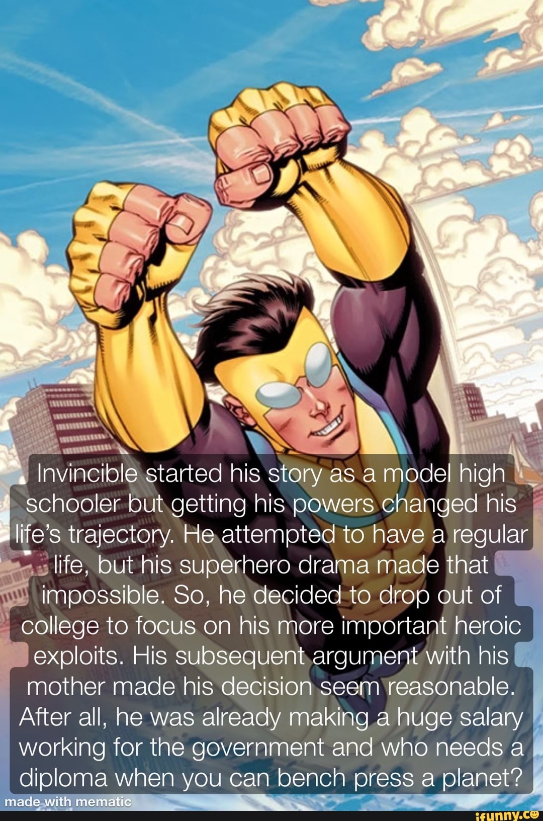 Invincible started his story as a model high schooler but getting his ...
