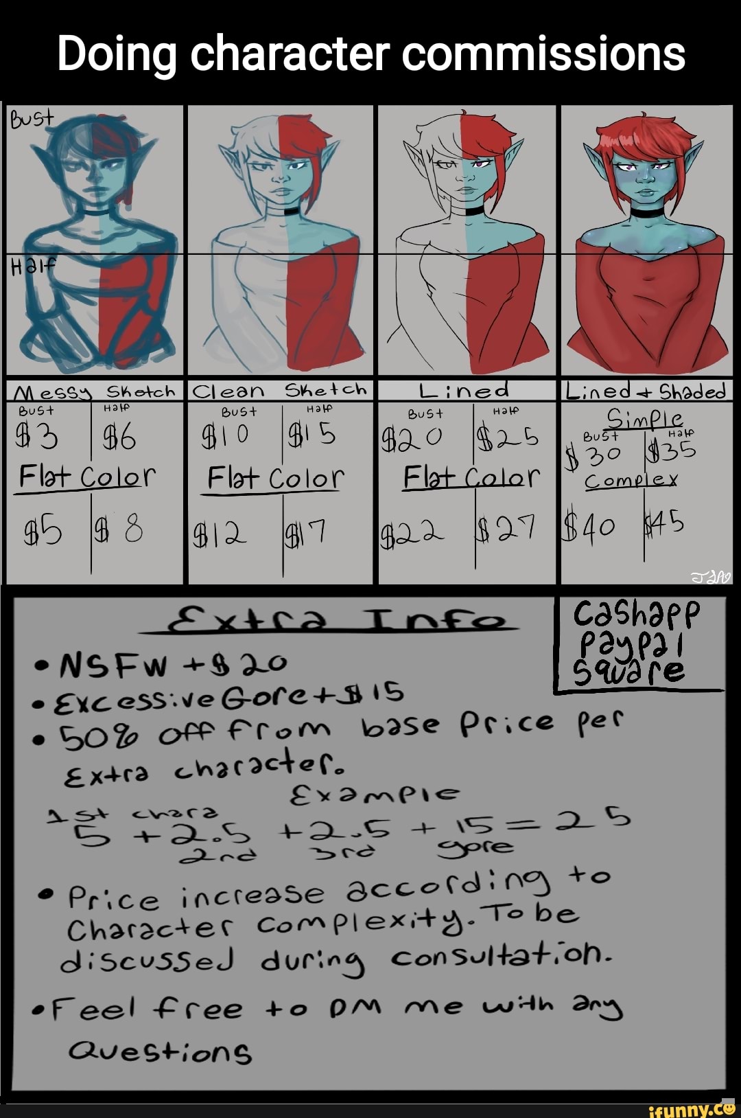 Doing character commissions Bust Bust Hale ag fio Igis Flat Color ...