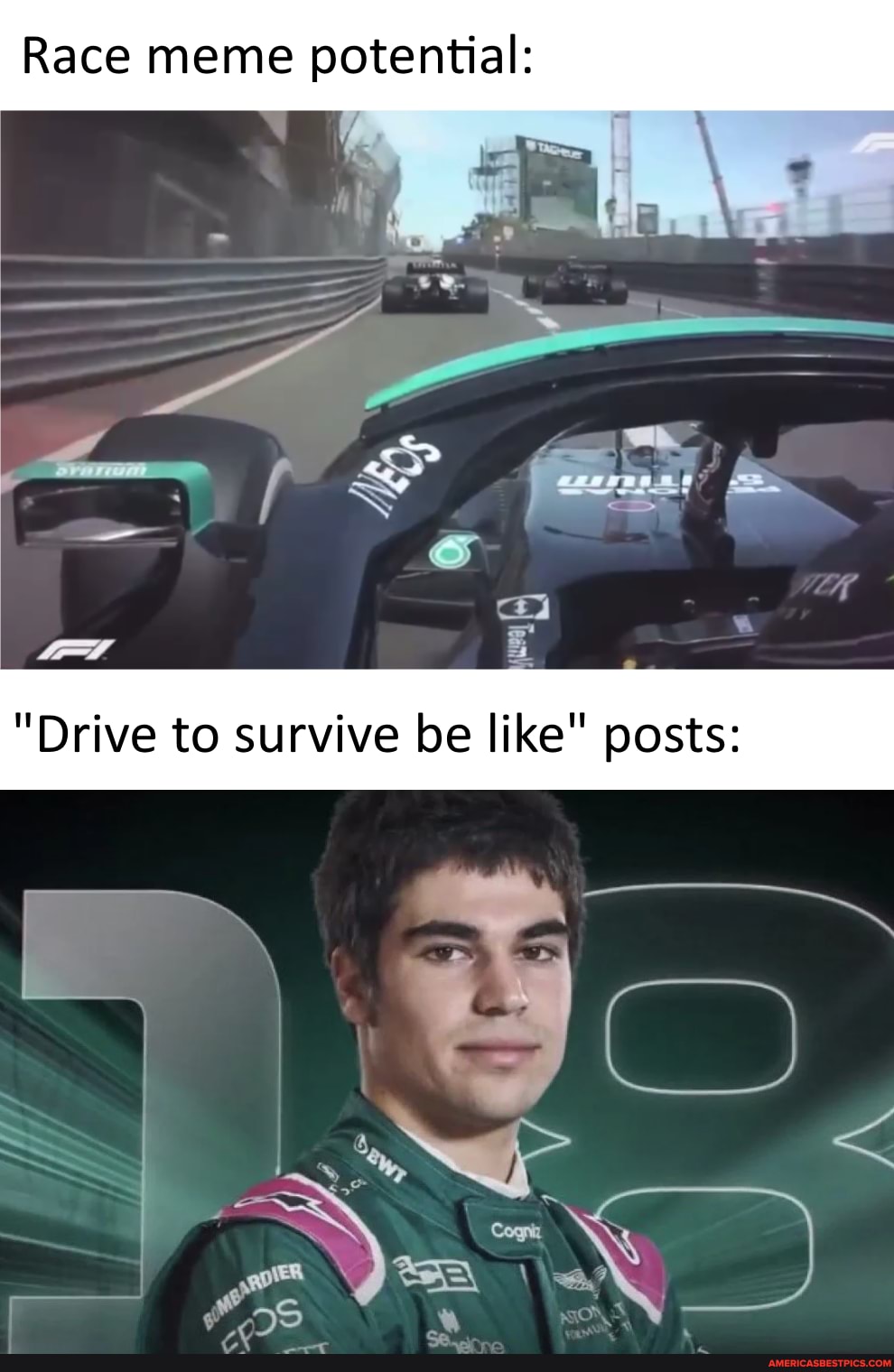 Race meme potential: "Drive to survive be like" posts: - America’s best ...