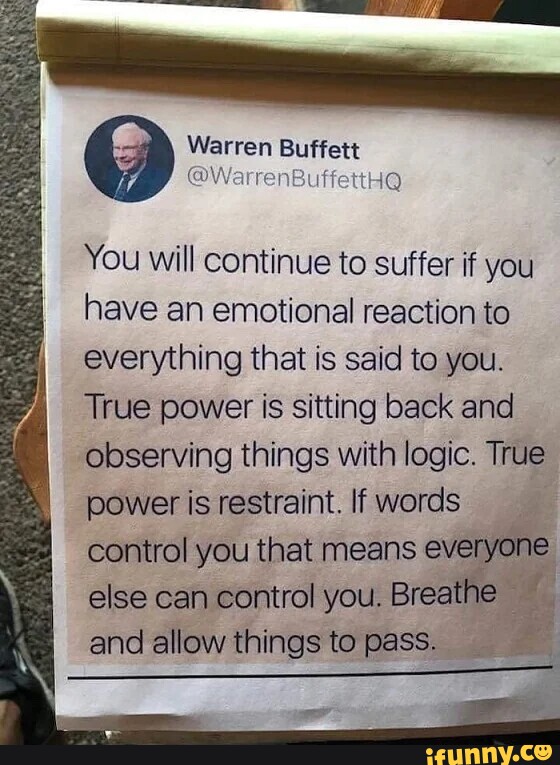Warren Buffett @WarrenBuffettHQ You will continue to suffer if you have ...