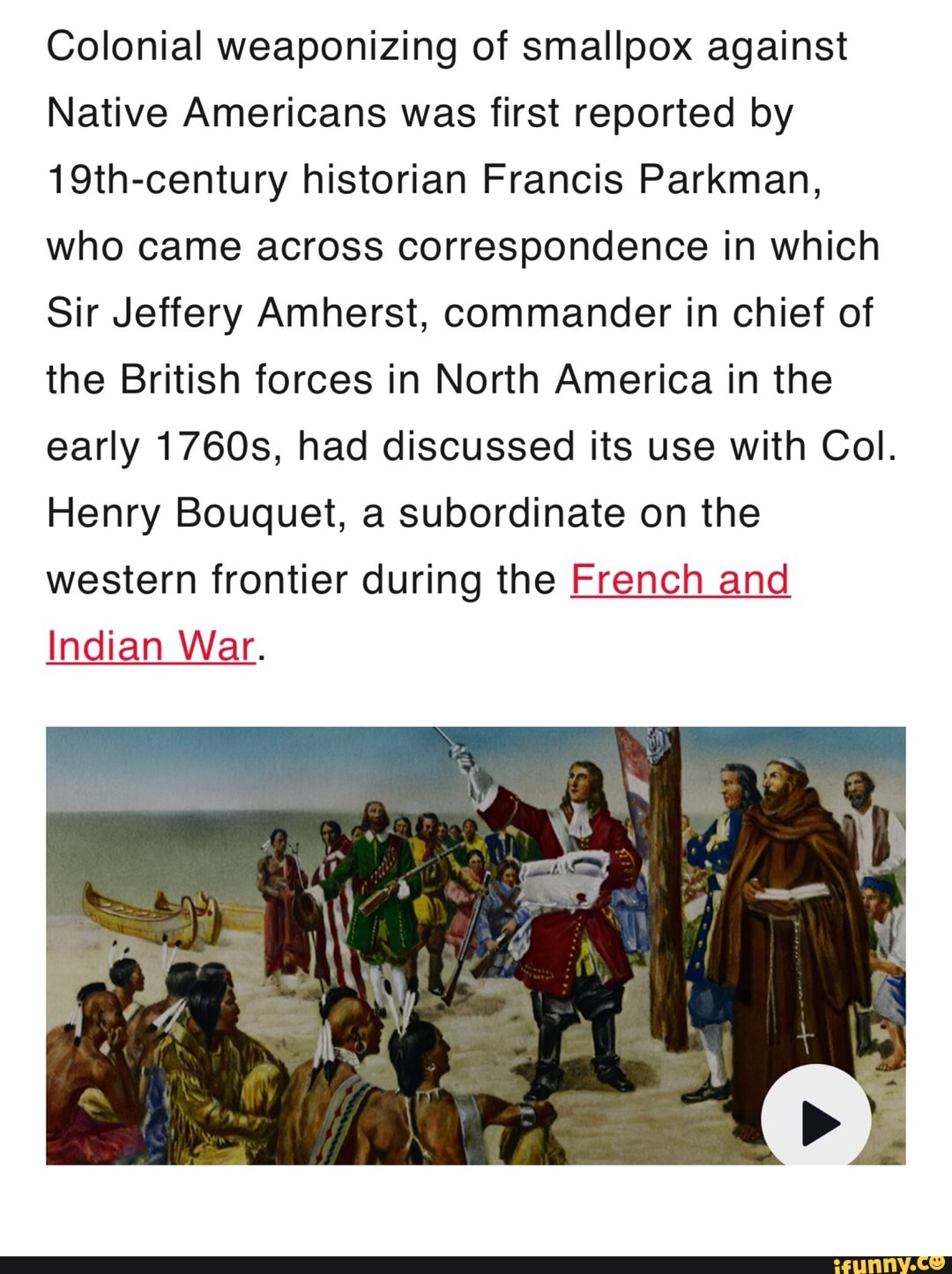 Colonial weaponizing of smallpox against Native Americans was first ...