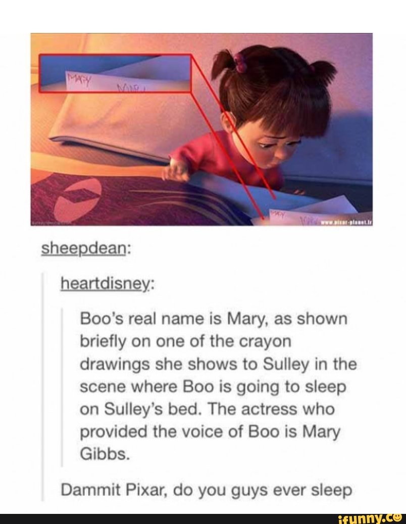 Sheepdean: heartdisney: Boo's real name is Mary, as shown briefly on ...