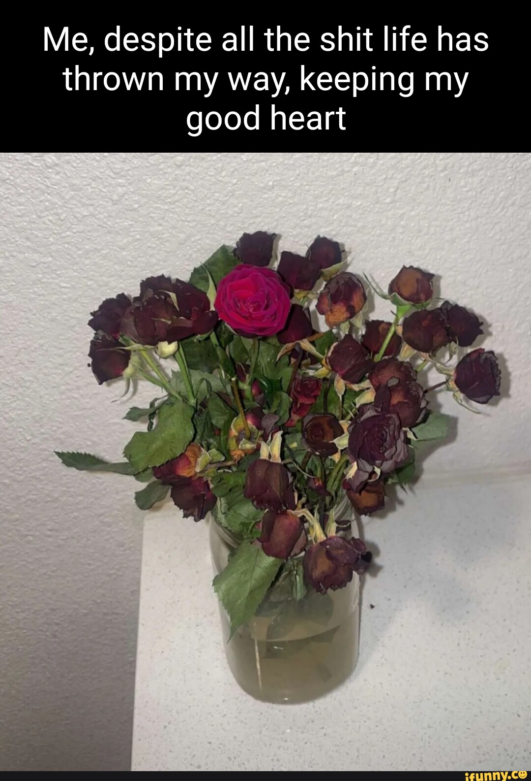 Me, despite all the shit life has thrown my way, keeping my good heart ...