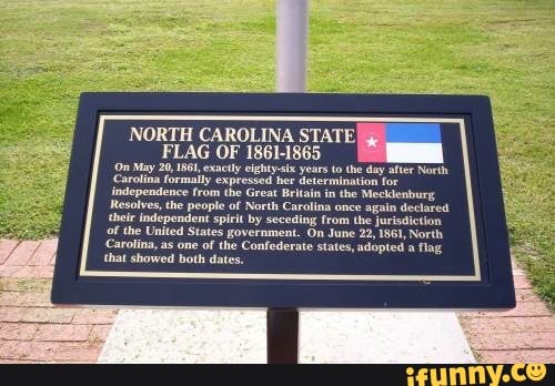 NORTH CAROLINA STATE FLAG OF 1861-1865 On May 20, 1861, exactly eighty ...