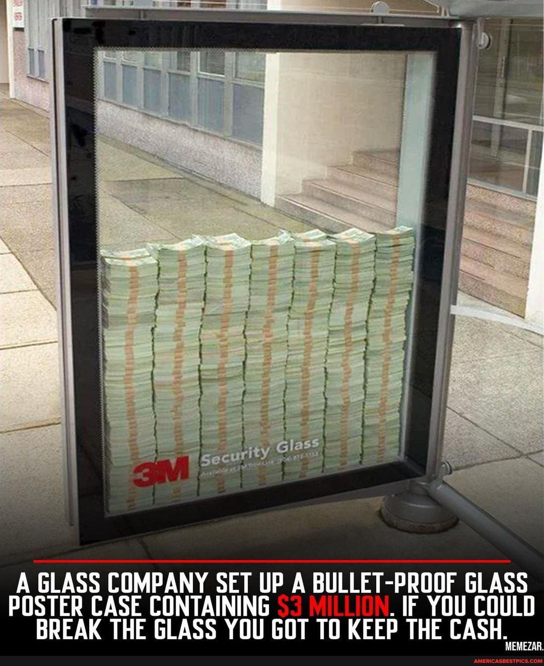 A GLASS COMPANY SET UP A BULLET-PROOF GLASS POSTER CASE CONTAINING MILL ...