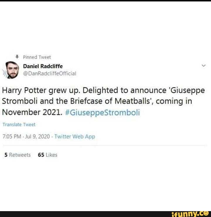 Pinned Tweet Harry Potter grew up. Delighted to announce 'Giuseppe ...