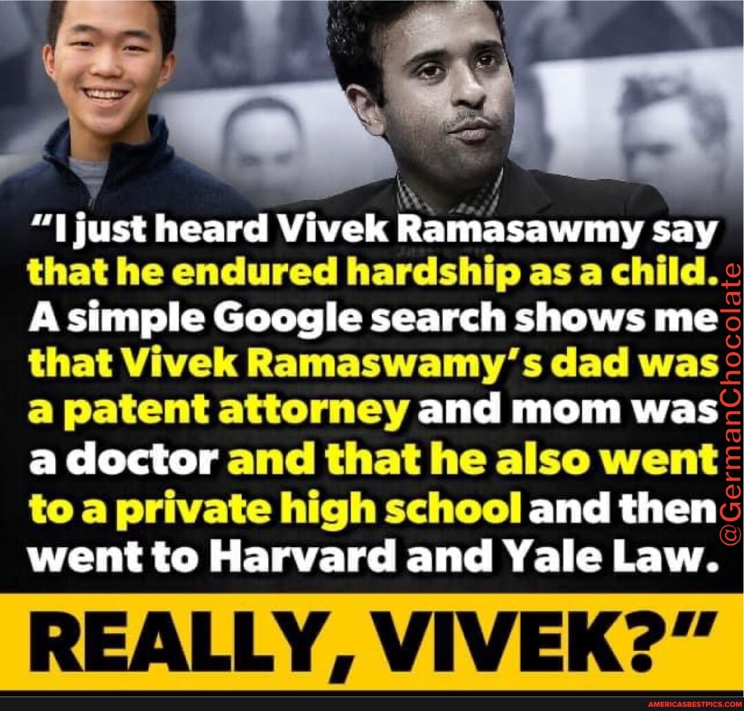 "I just heard Vivek Ramasawmy say that he endured hardship as a child ...