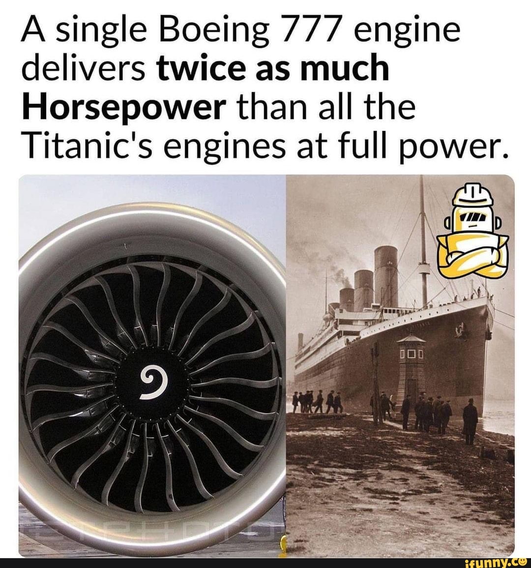 A single Boeing 777 engine delivers twice as much Horsepower than all ...
