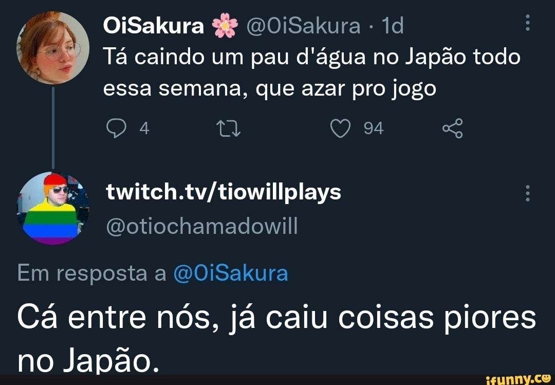 OiSakura Tá caindo um pau d'água no Japão todo essa semana, que azar ...