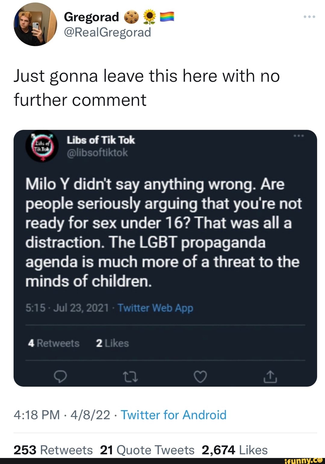 Just gonna leave this here with no further comment Libs Milo Y didn't ...