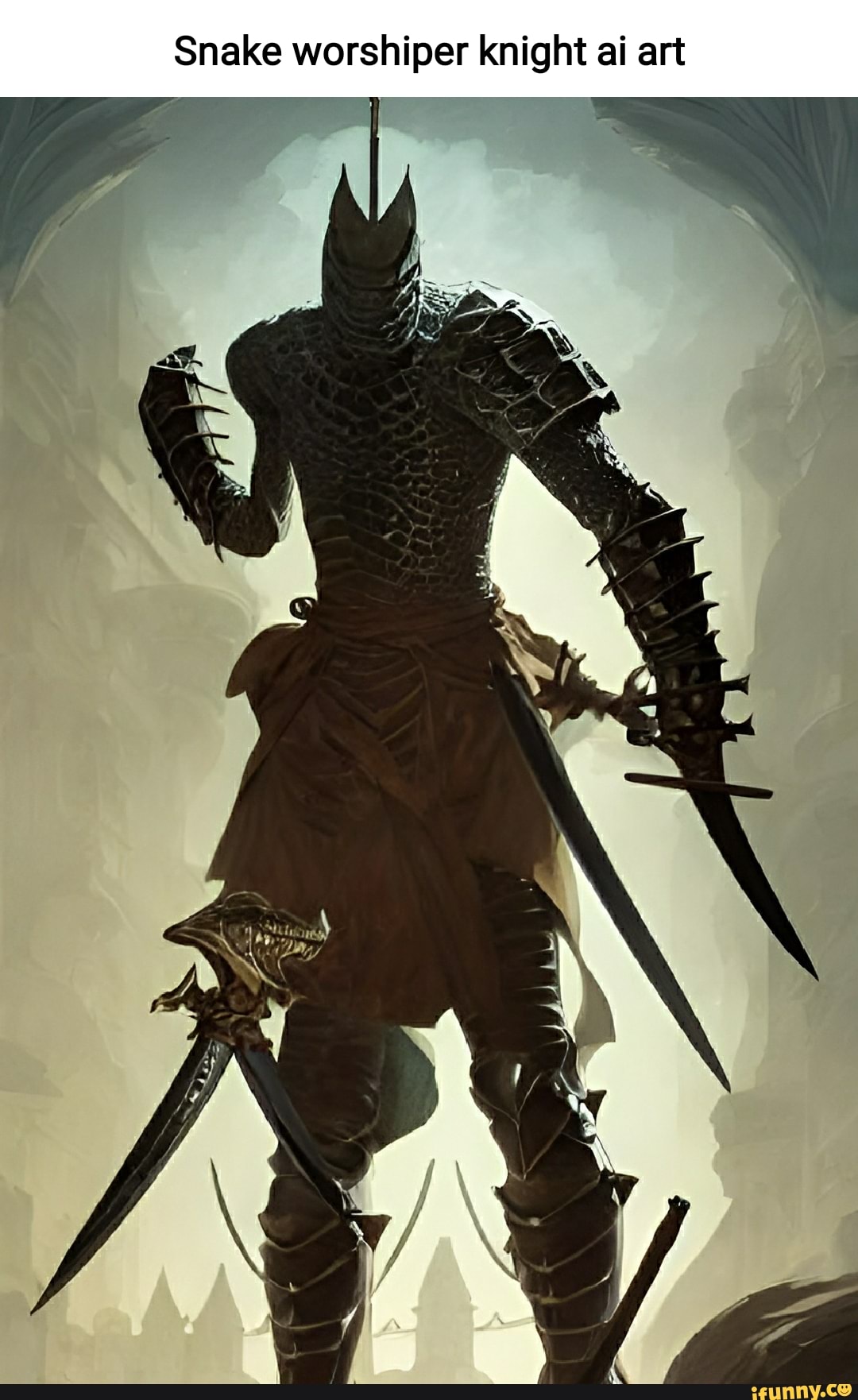 Snake worshiper knight ai art I - iFunny