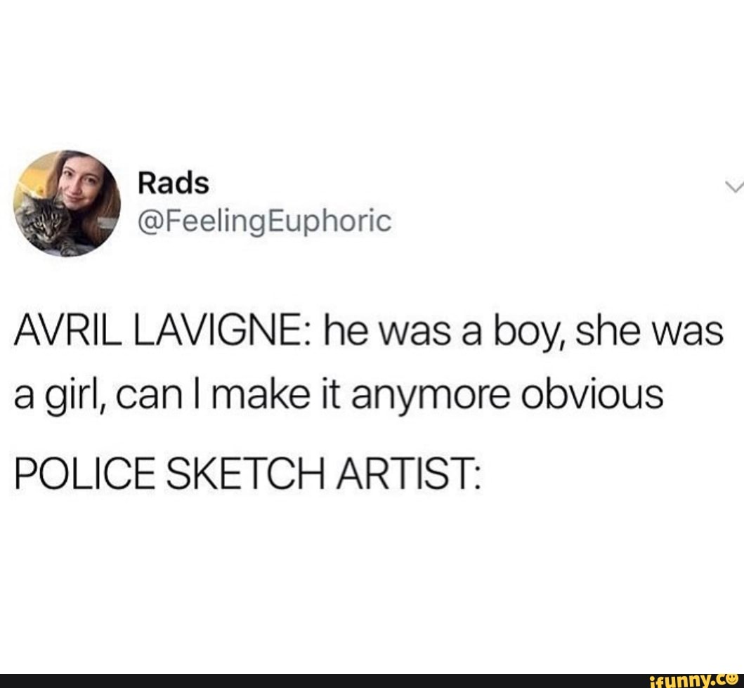 AVRIL LAVIGNE: he was a boy, she was a girl, can I make it anymore obvious POLICE SKETCH ARTIST ...