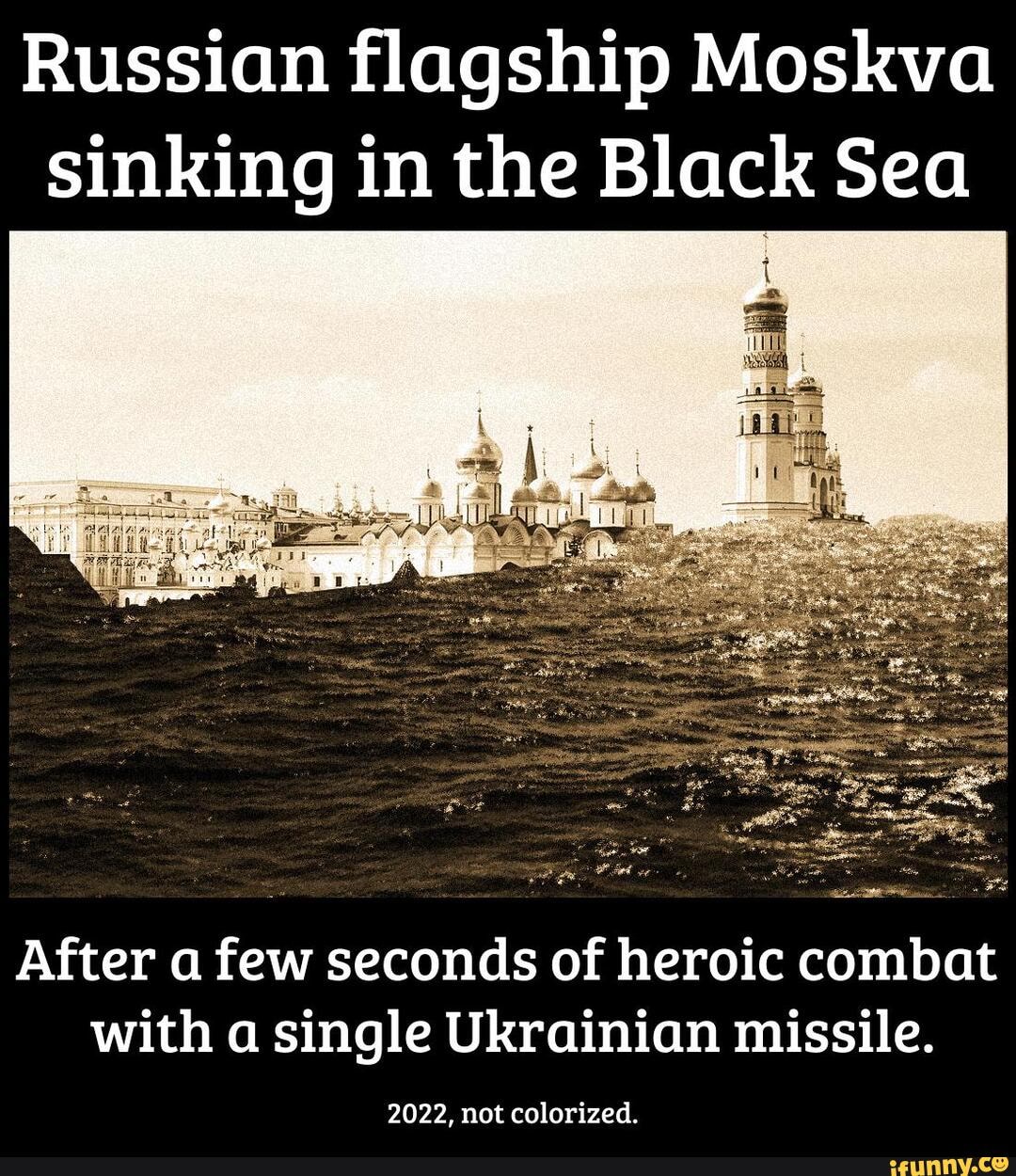 Russian flagship Moskva sinking in the Black Sea After a few seconds of ...