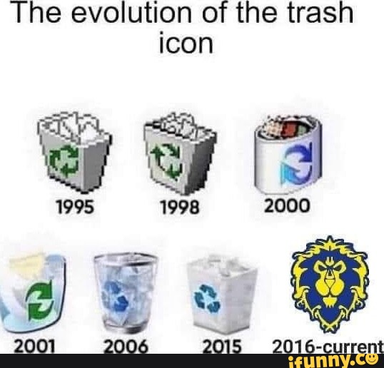 The evolution of the trash icon 1995 1998 2000 2015 2016-current - iFunny