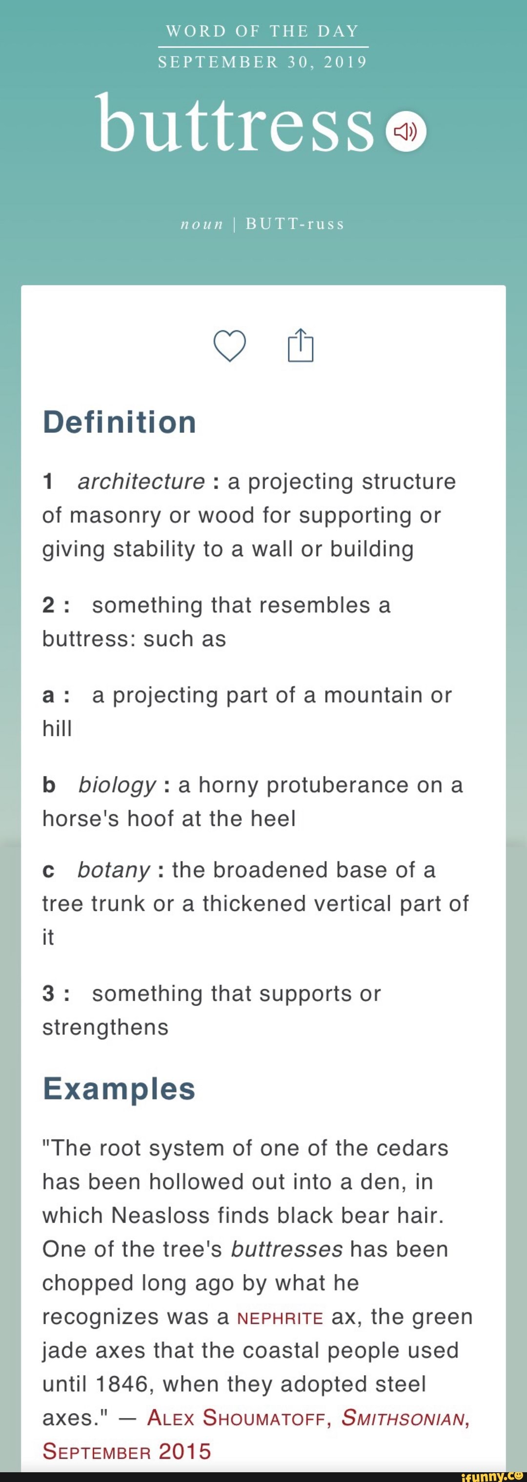WORD OF TIIE DAY SEPTEMBER 30, 3019 buttress e noun I BUTT-russ ...